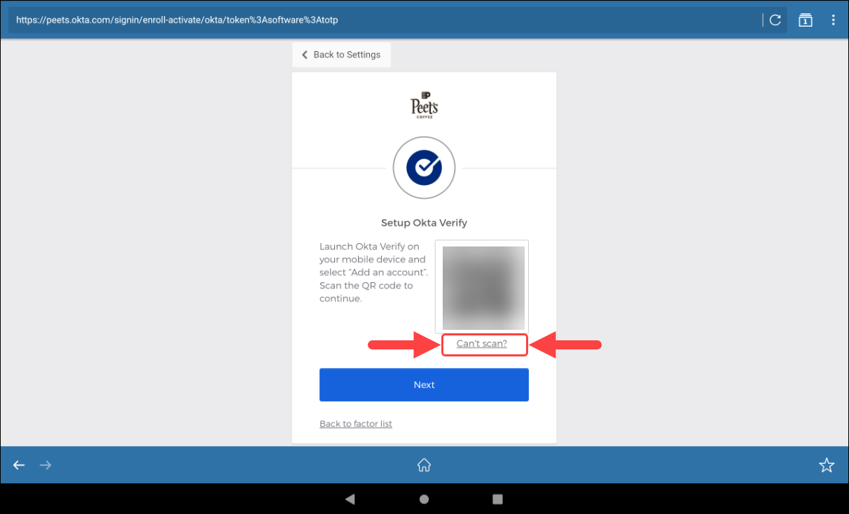 How to set up Okta Verify App – Peet's Coffee - DSD Operations