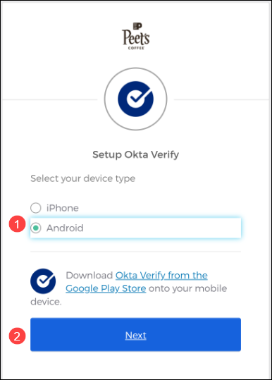 How to set up Okta Verify App – Peet's Coffee - DSD Operations